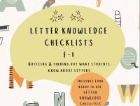 Letter Knowledge Checklists, F-1 | Teachific