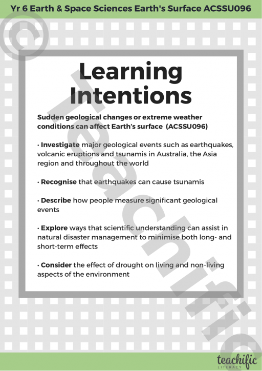 Science Learning Intentions: Yr 6 Earth & Space Sciences - Earth's Surface | Teachific