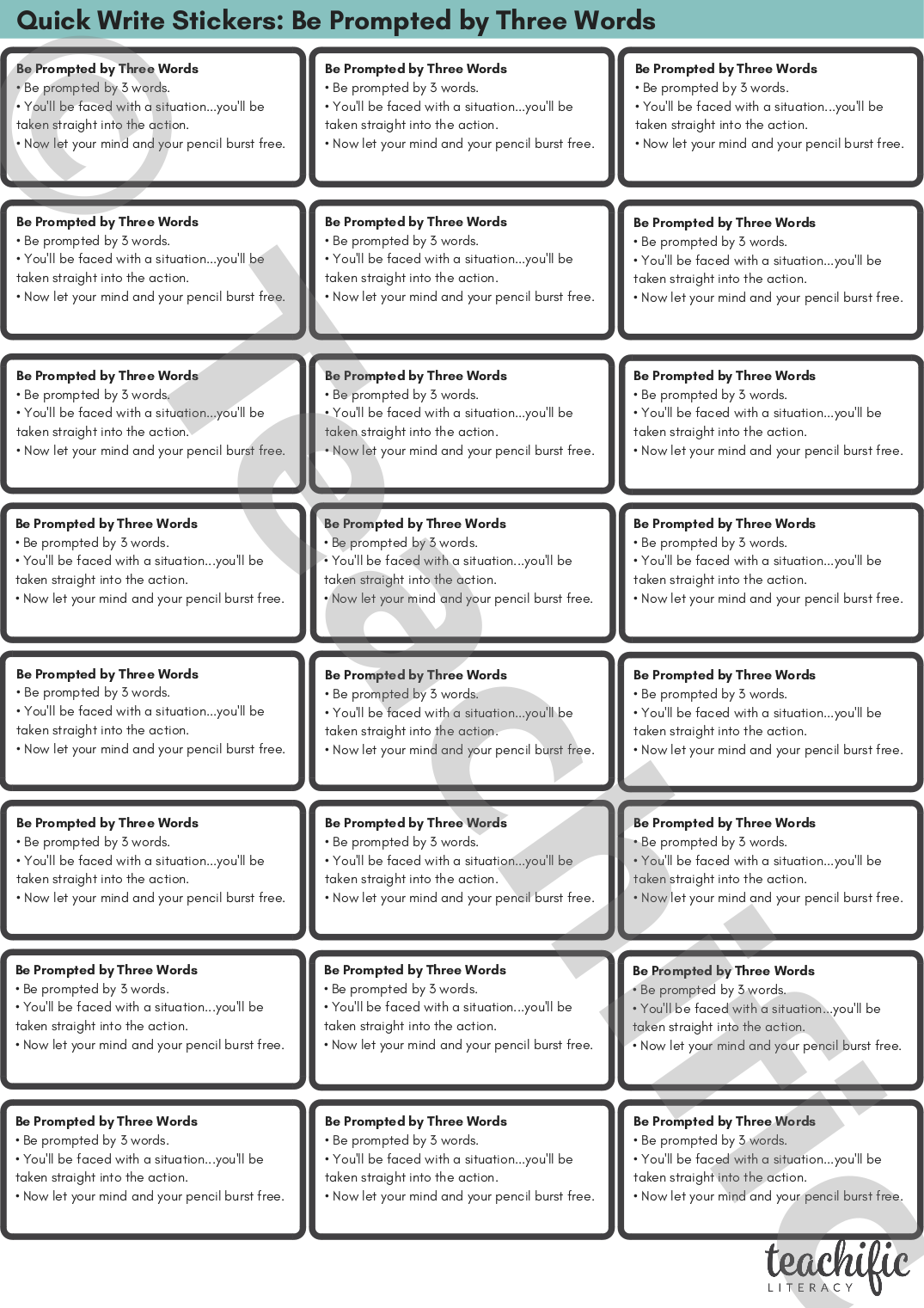 Quick Writes: Prompts - Be Prompted by Three Words | Teachific