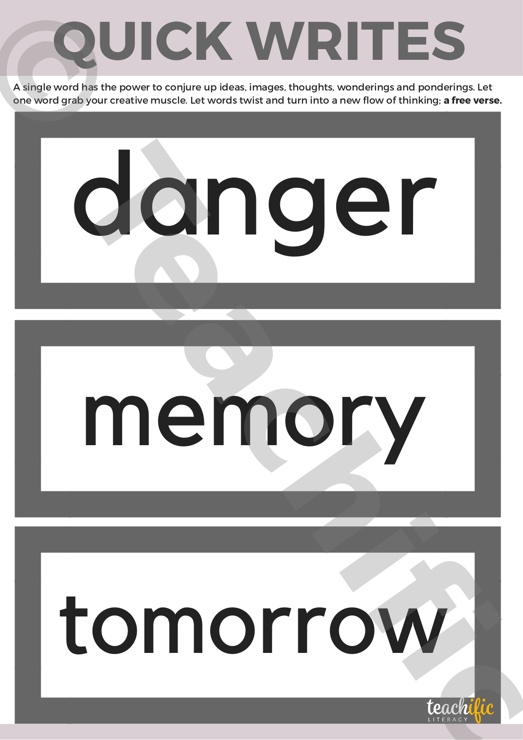 Quick Writes: Free Verse #2 | Teachific