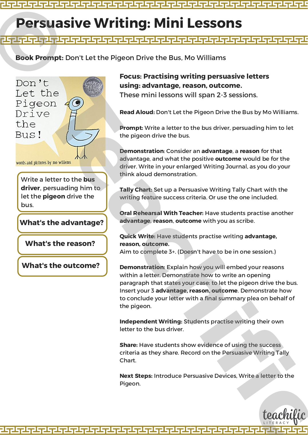 Mini Lessons: Persuasive Writing - Persuade the Bus Driver | Teachific