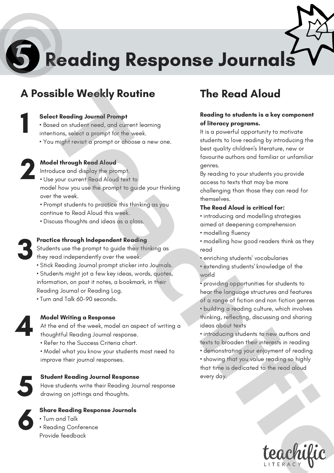 Reading Response Journals: Getting started - Year 5 | Teachific