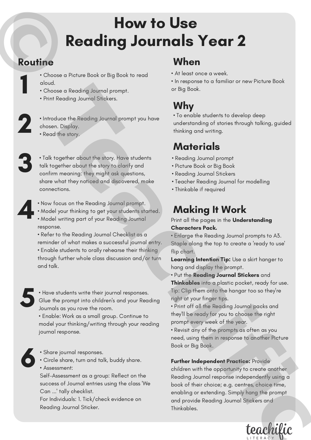 Reading Response Journals: Thinking About Characters - Year 2 | Teachific