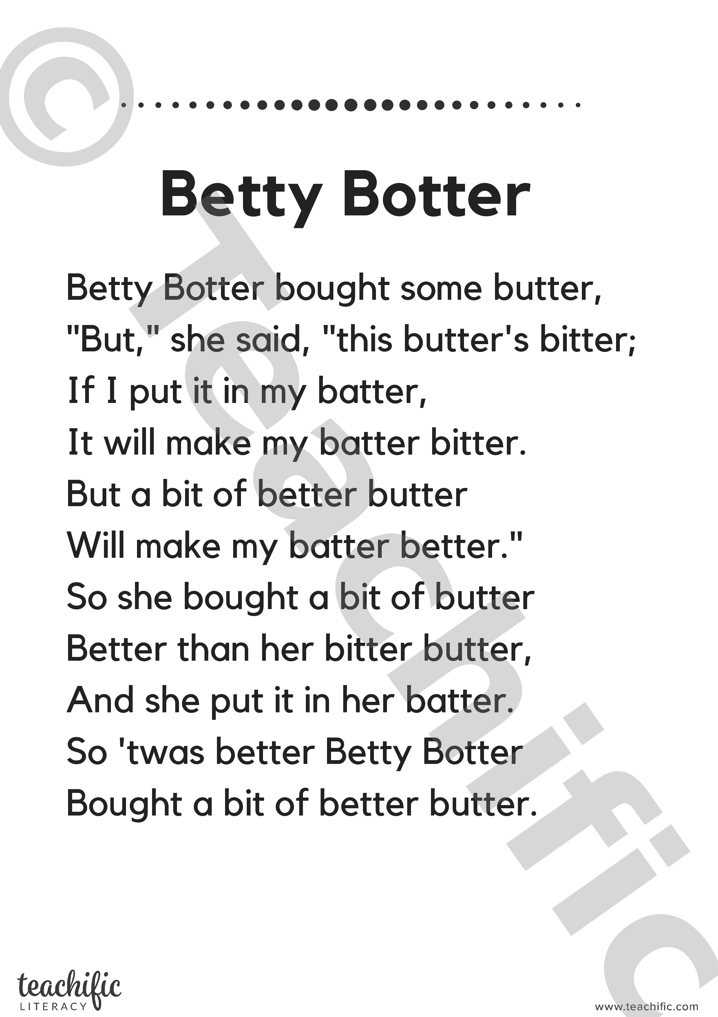 Tongue Twisters Betty Botter