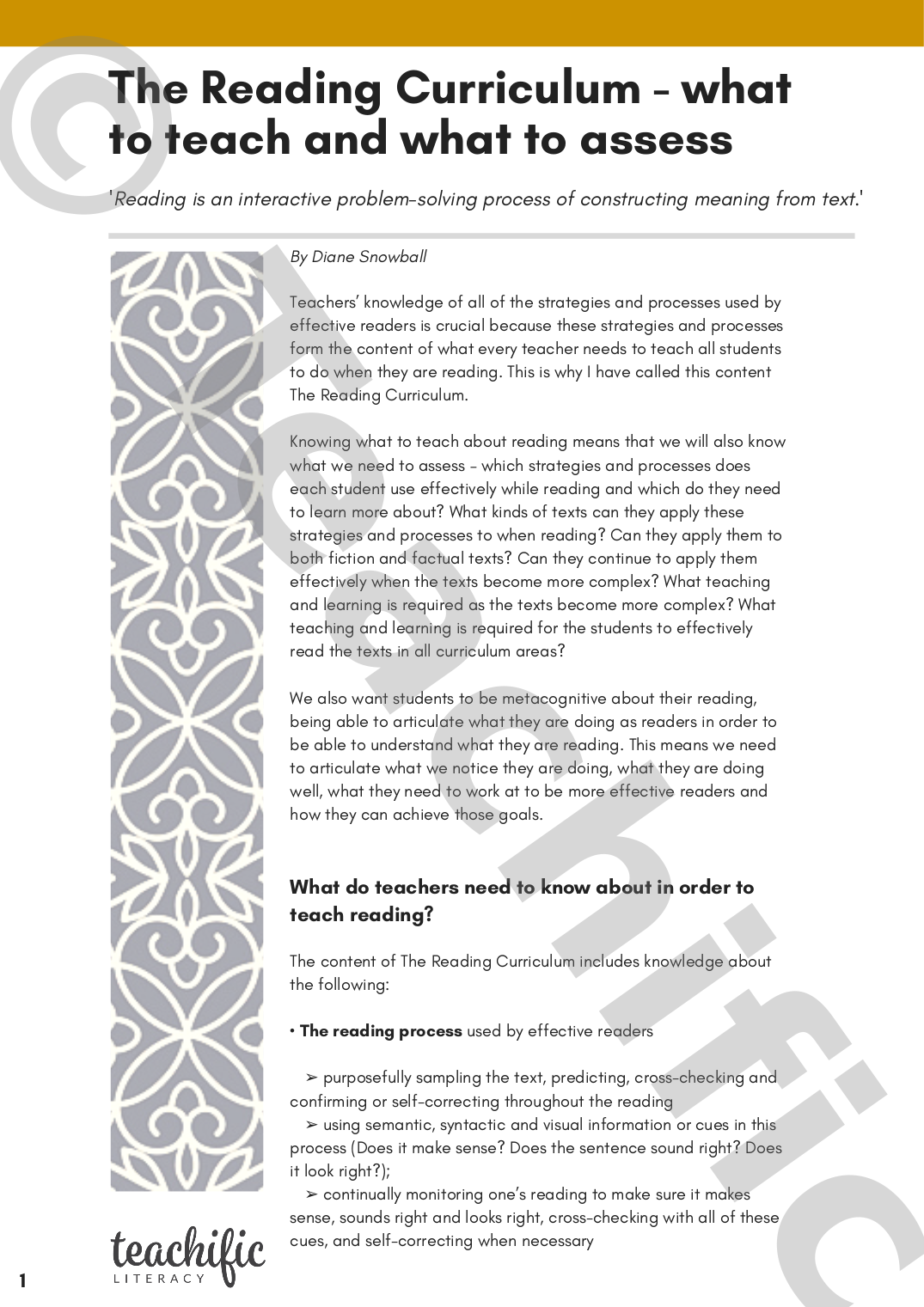 The Reading Curriculum: What to Teach and What to Assess | Teachific