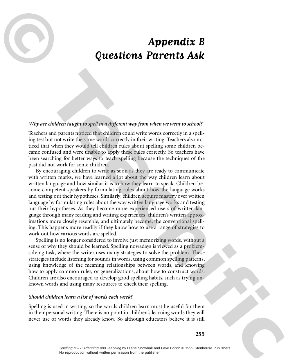 Spelling K-8 Appendix B - Questions Parents Ask | Teachific