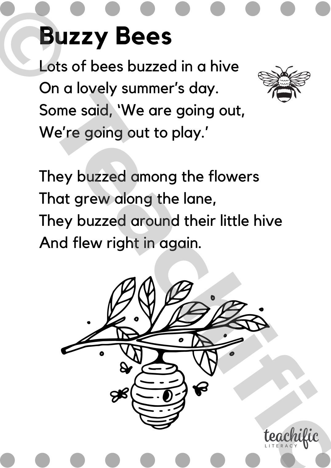 Buzzy Bees: Finger Play Rhyme - Vocabulary | Teachific