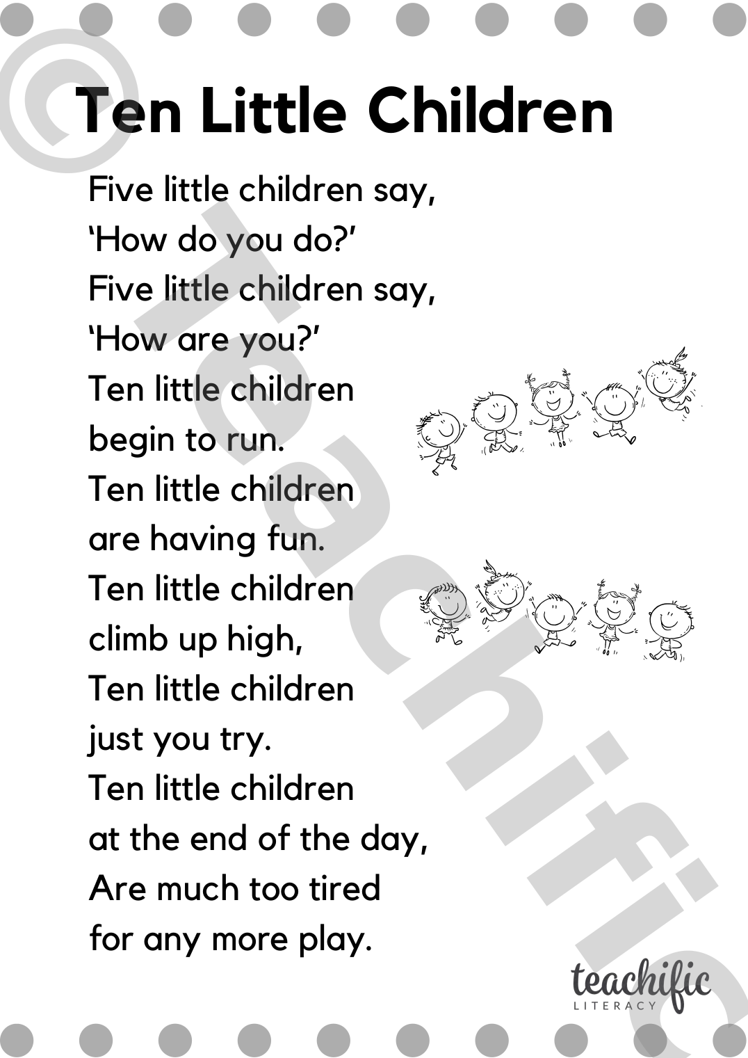 Ten Little Children: Finger Play Rhyme - Counting 5 and 10, F-1 | Teachific