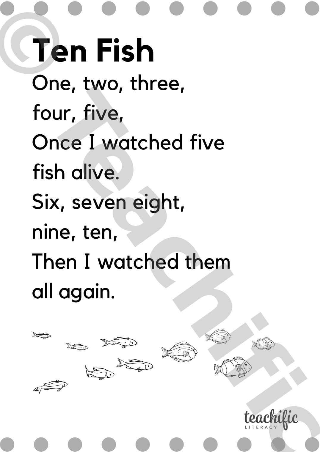 Ten Fish: Finger Play Rhyme - Counting 5 and 10, F-1 | Teachific