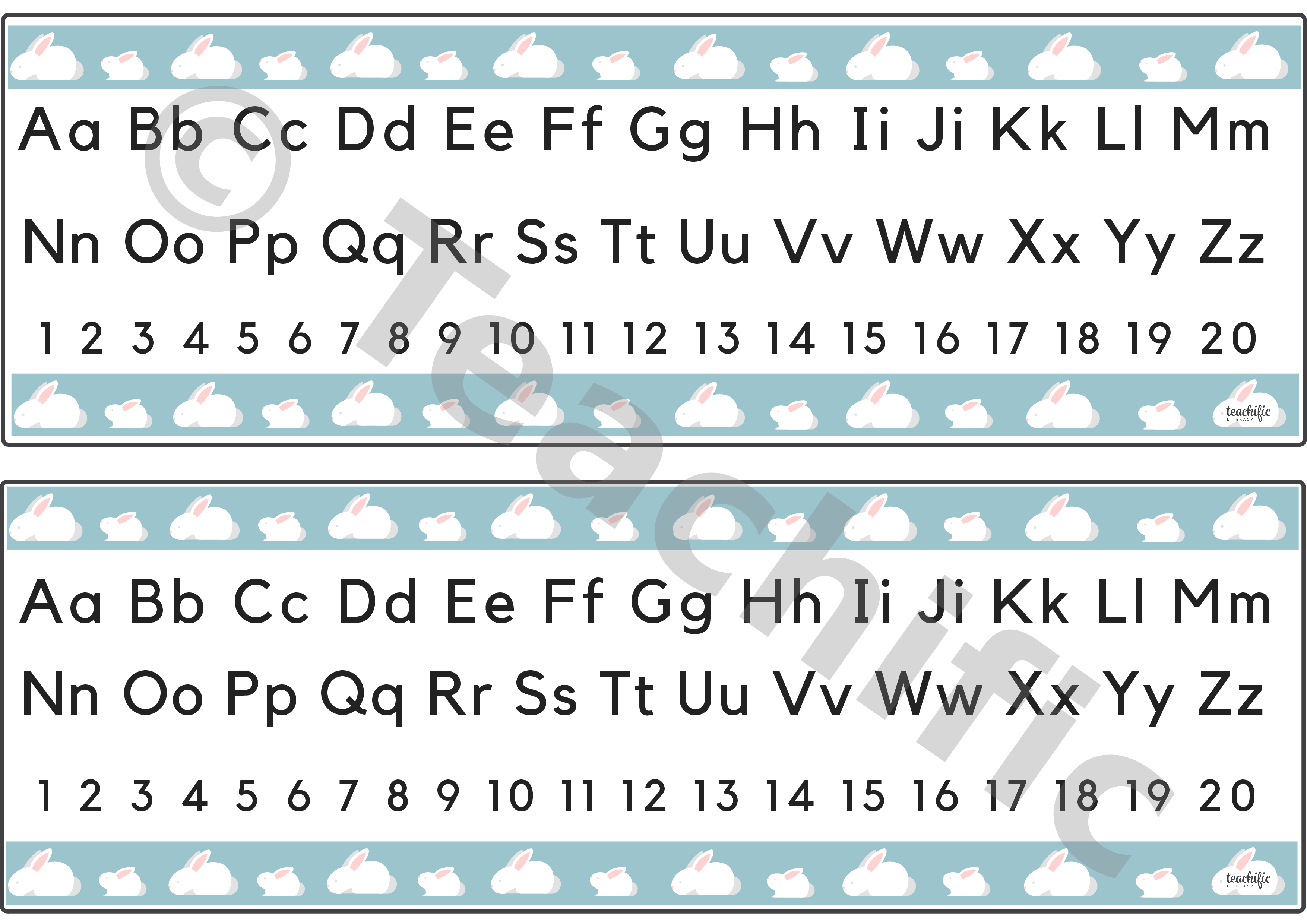 Alphabet and Number Strip : Desk Rabbits | Teachific