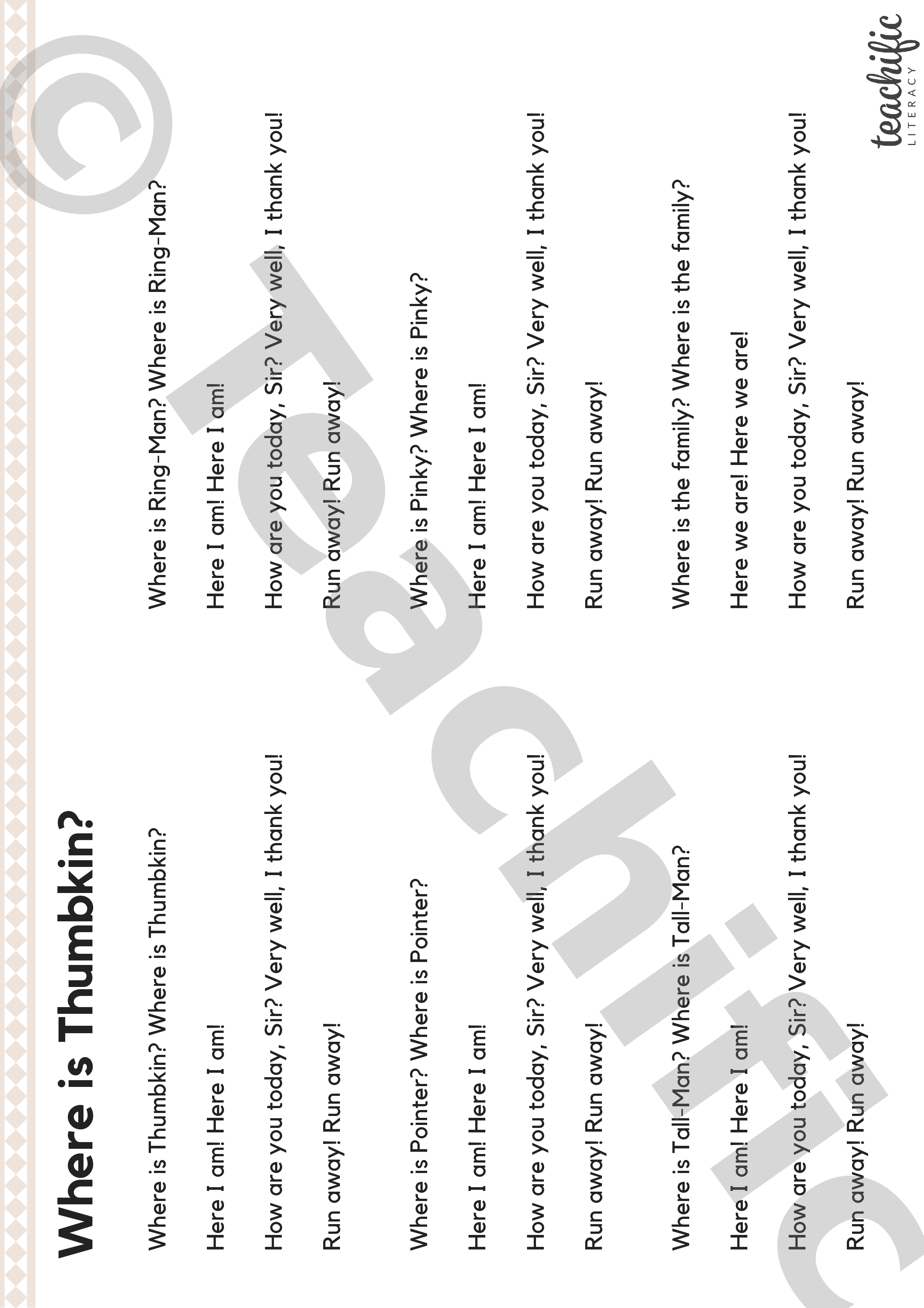 Poems K-2: Where is Thumbkin? | Teachific