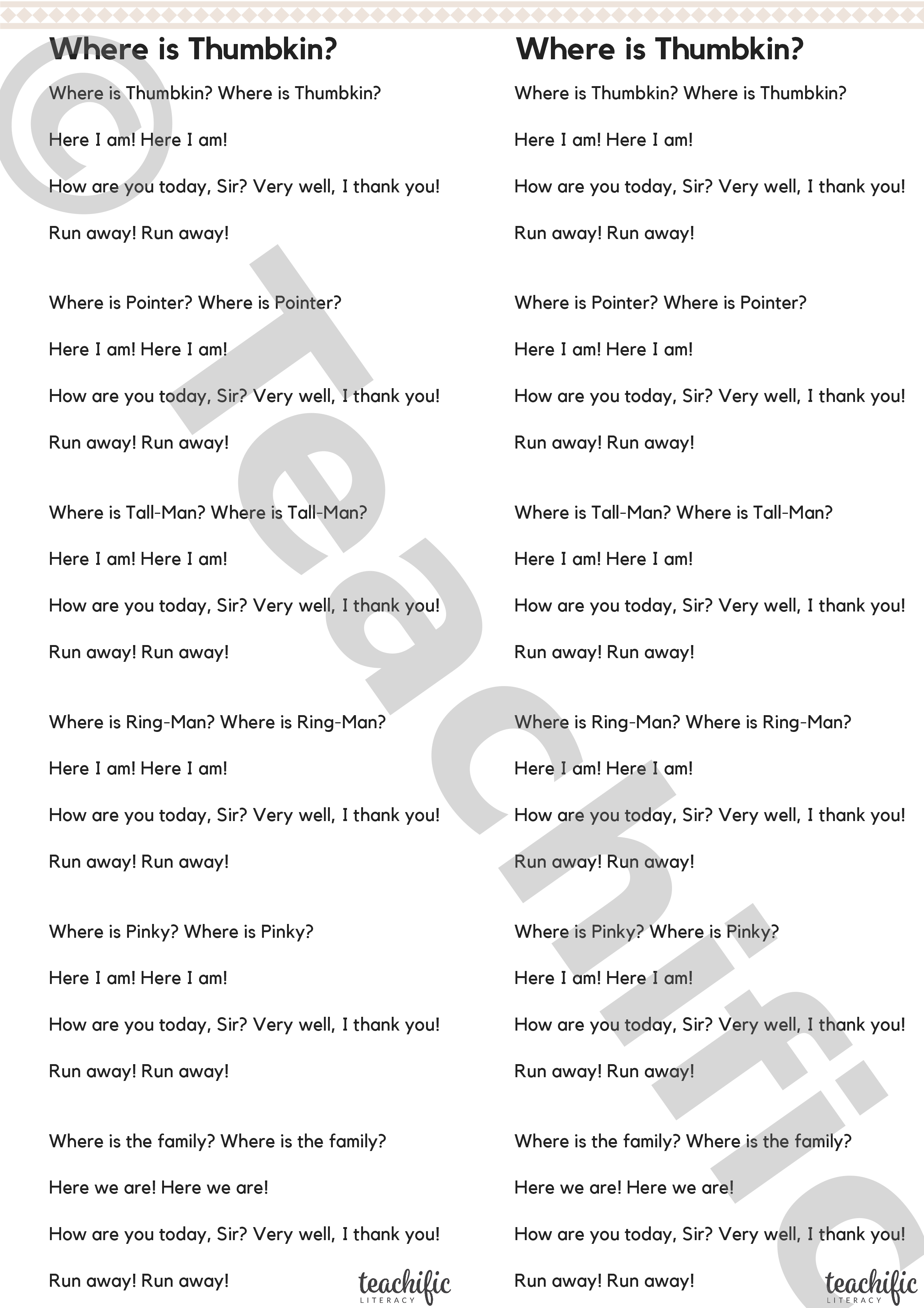 Poems K-2: Where is Thumbkin? | Teachific